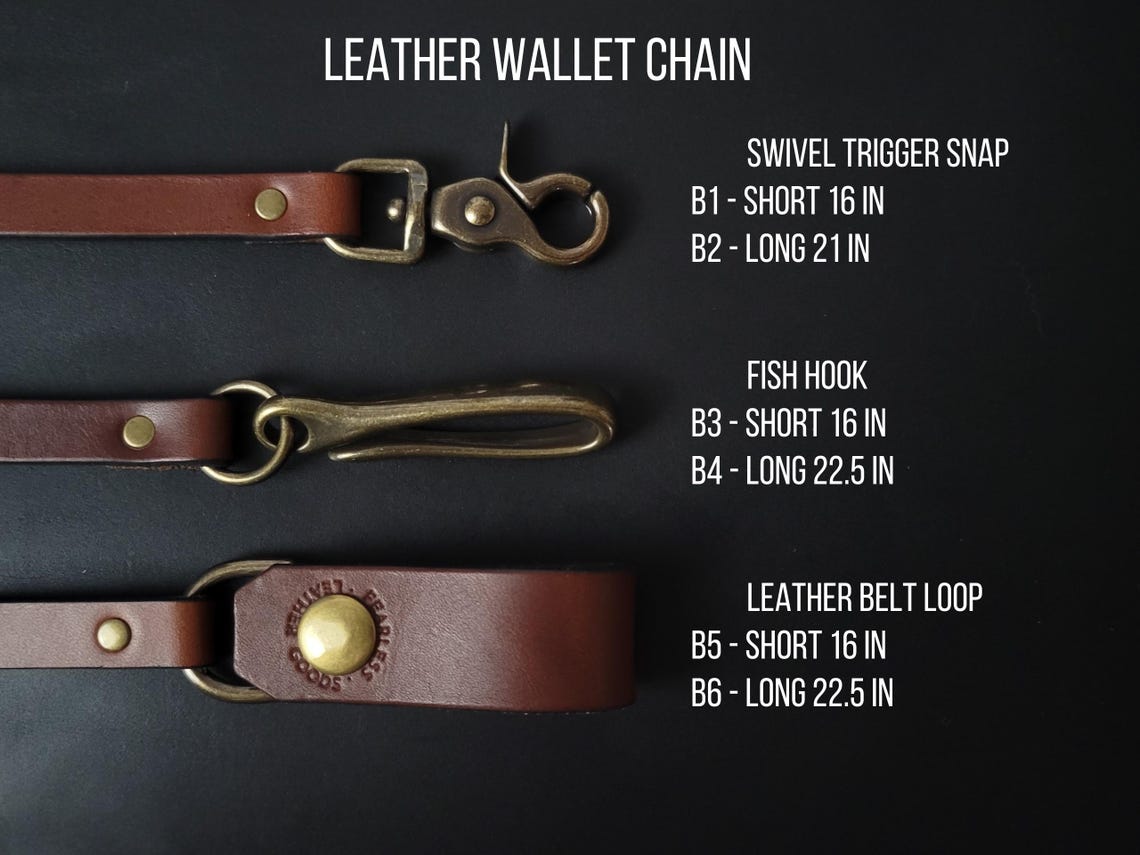 6 POCKET BIKER WALLET - Brown Leather / Antique Brass /swivel Chain ...