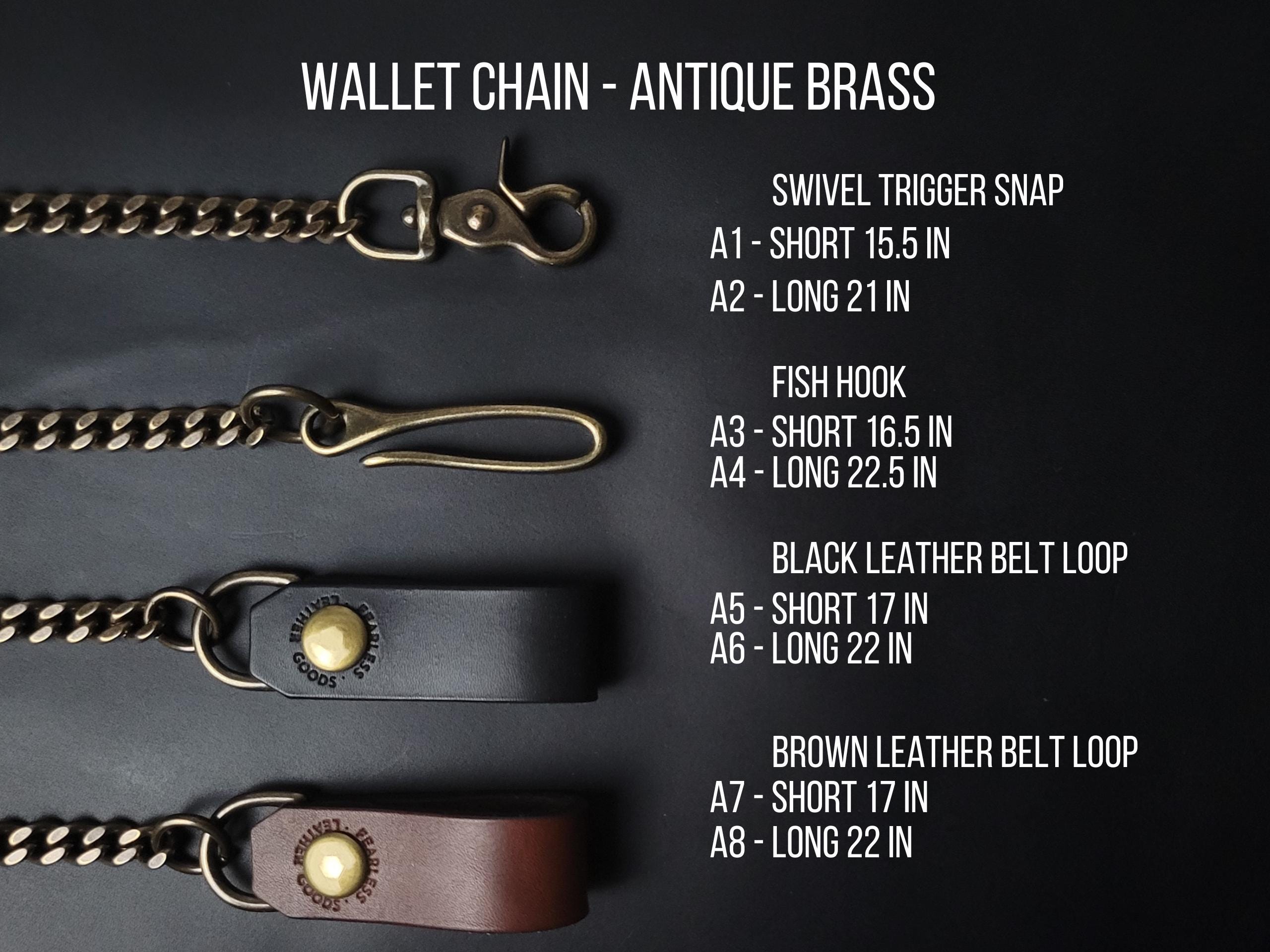 6 POCKET BIKER WALLET - Brown Leather / Antique Brass /swivel Chain ...