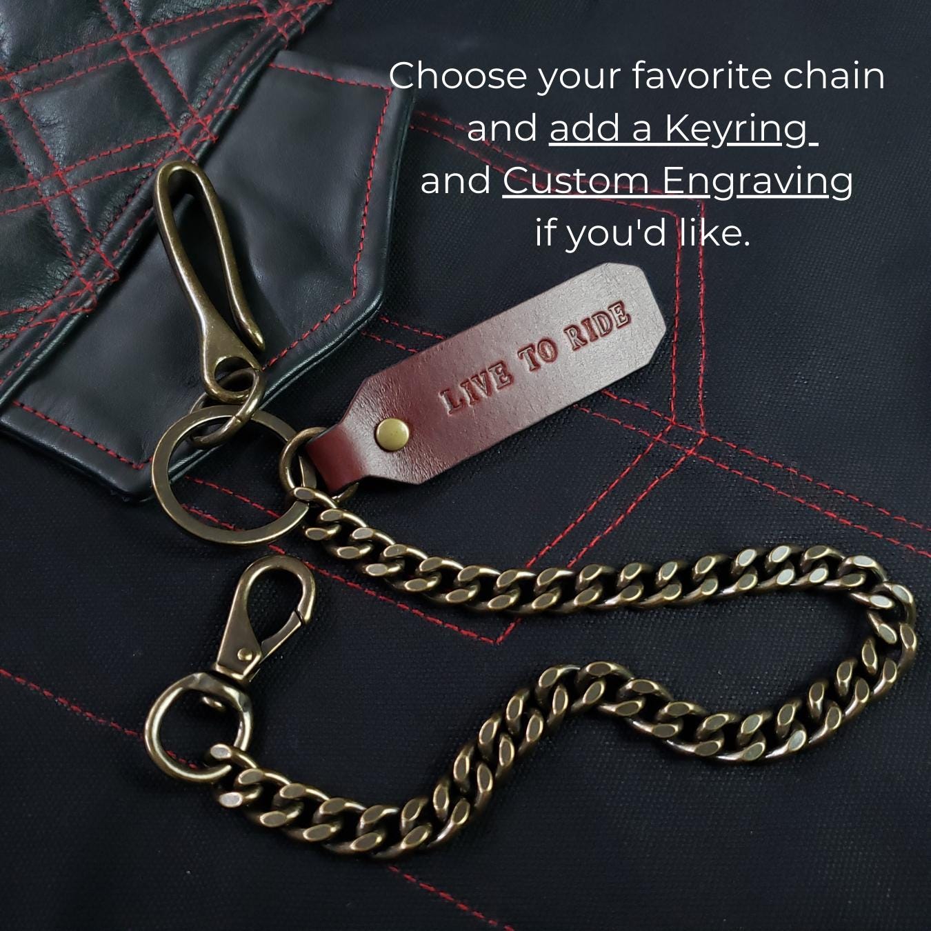 6 POCKET BIKER WALLET - Brown Leather / Antique Brass /swivel Chain ...