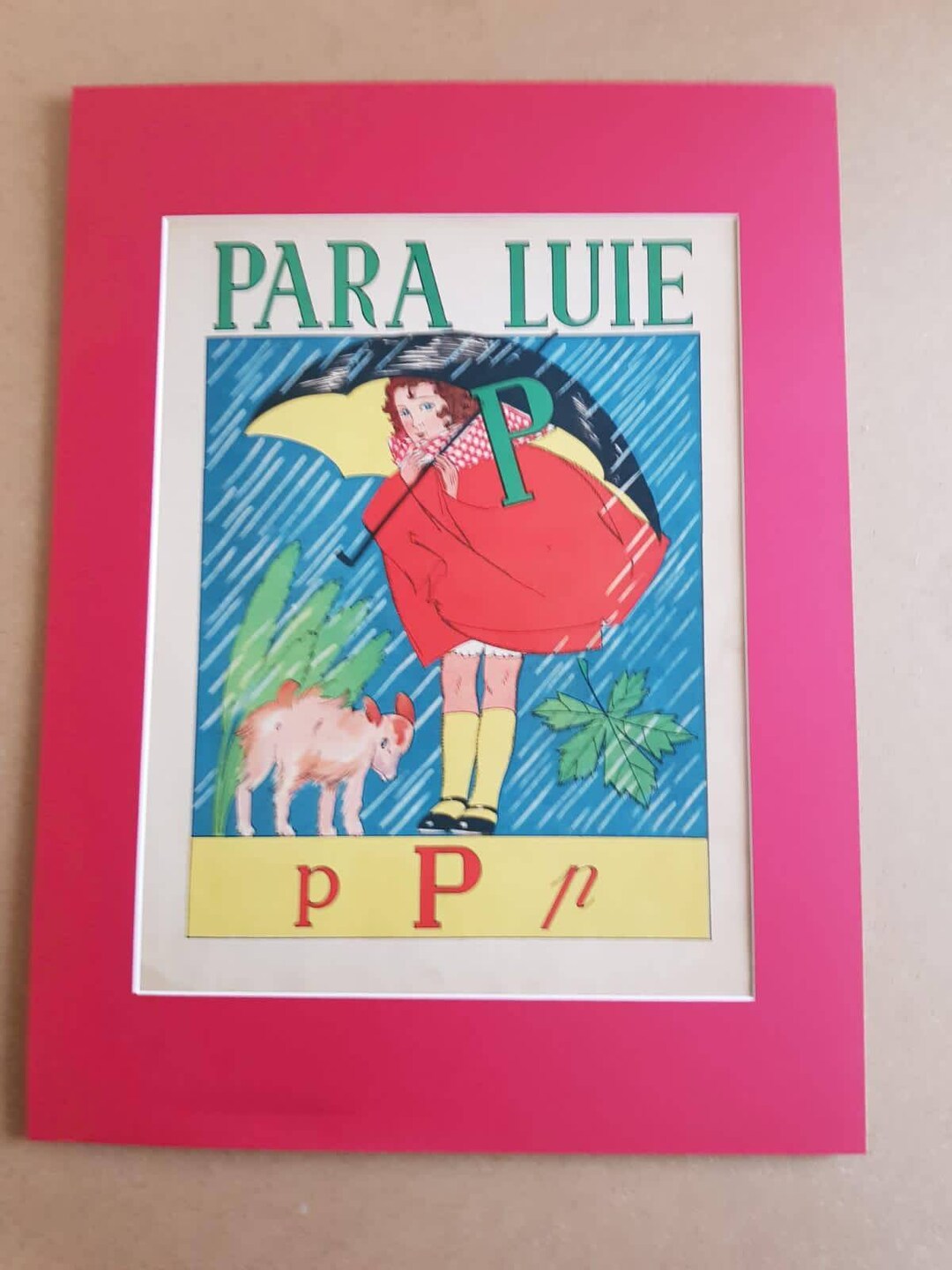 French Children's Alphabet Picture. Letter P Mounted and Ready to Frame ...