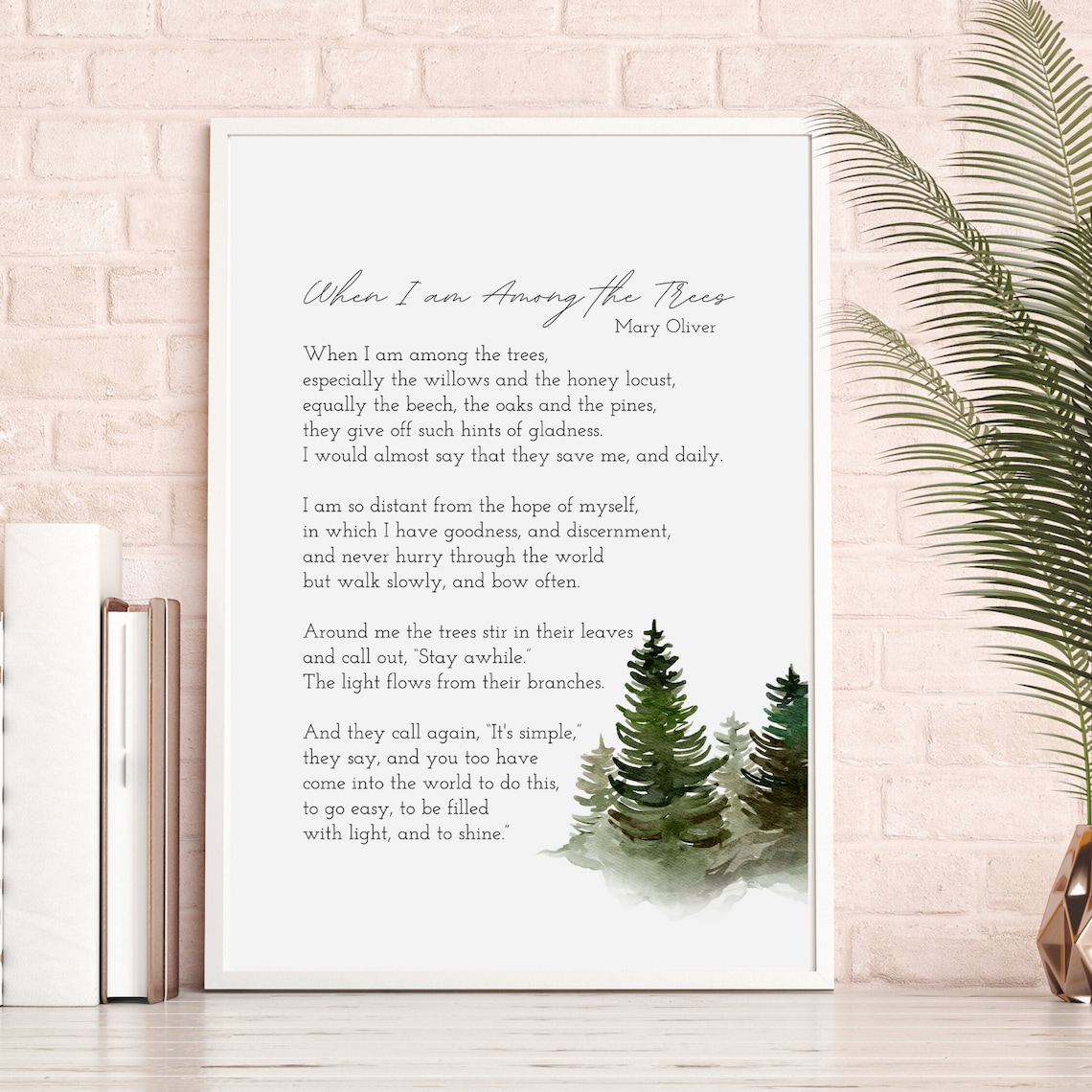 When I Am Among Trees By Mary Oliver Poetry Print T Etsy