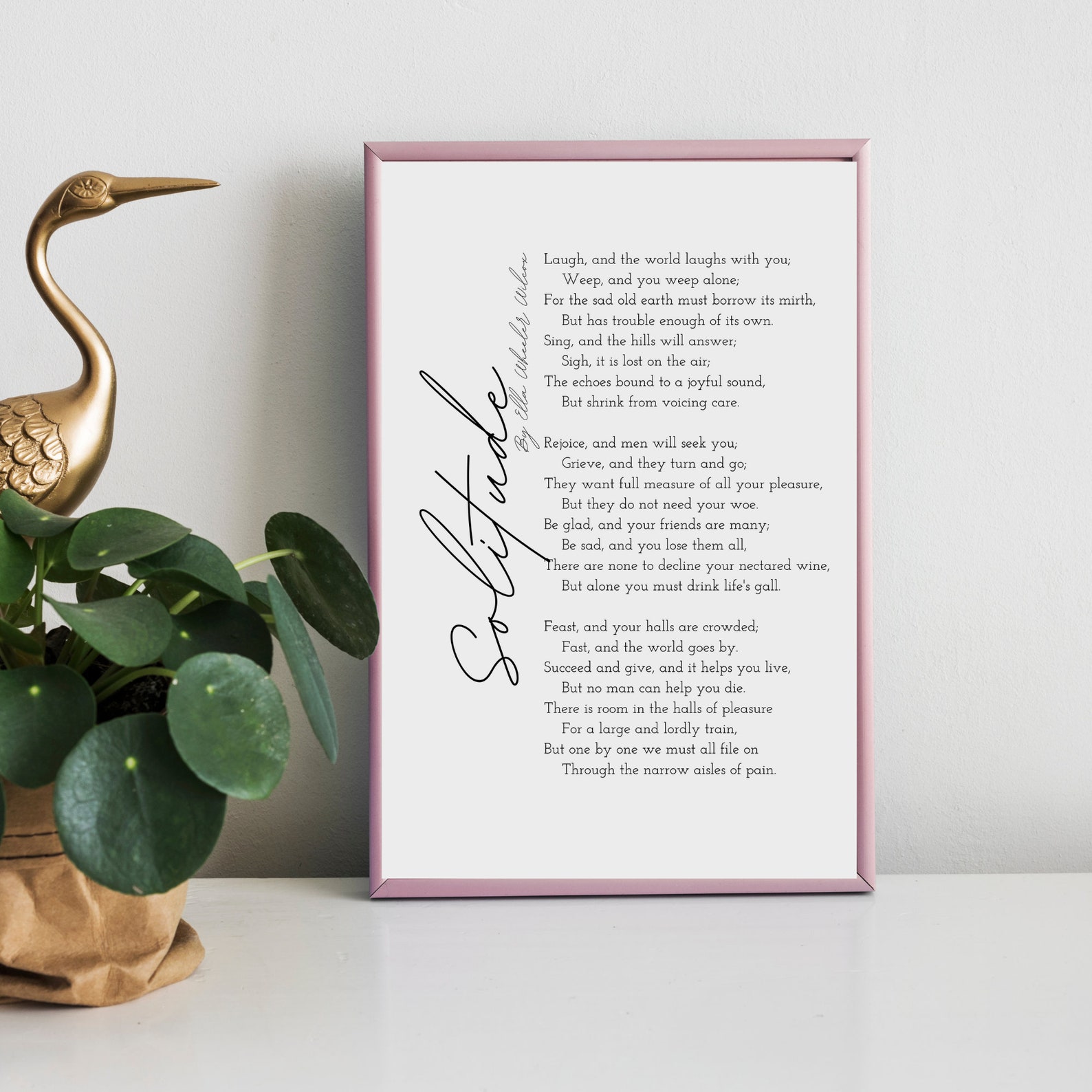 Solitude Wilcox By Ella Wheeler WilcoxPoem Print Solitude | Etsy