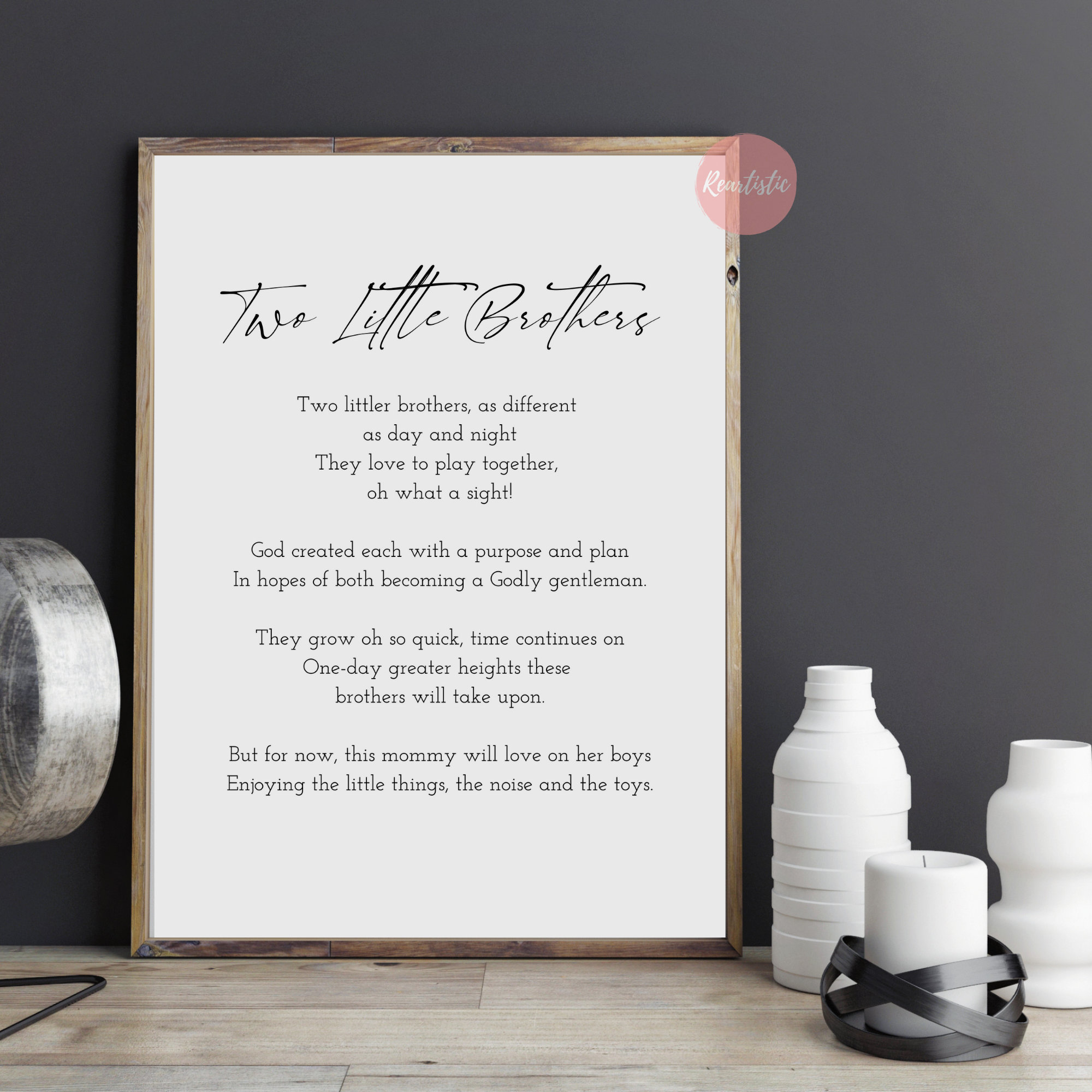 Two Little Brothers poem print Poetry Print Gift Boys mom | Etsy