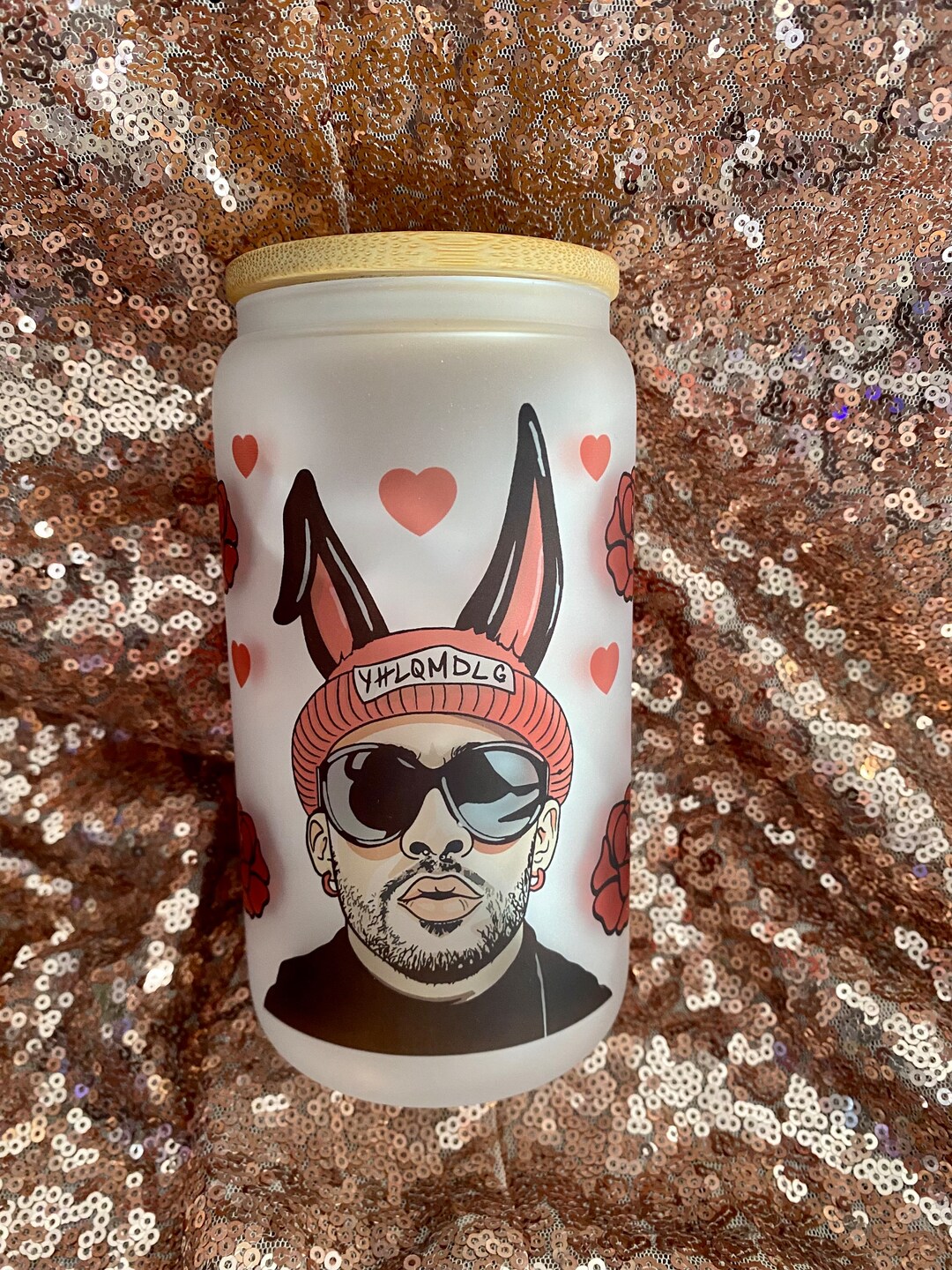 Bad Bunny Glass Tumbler - Etsy