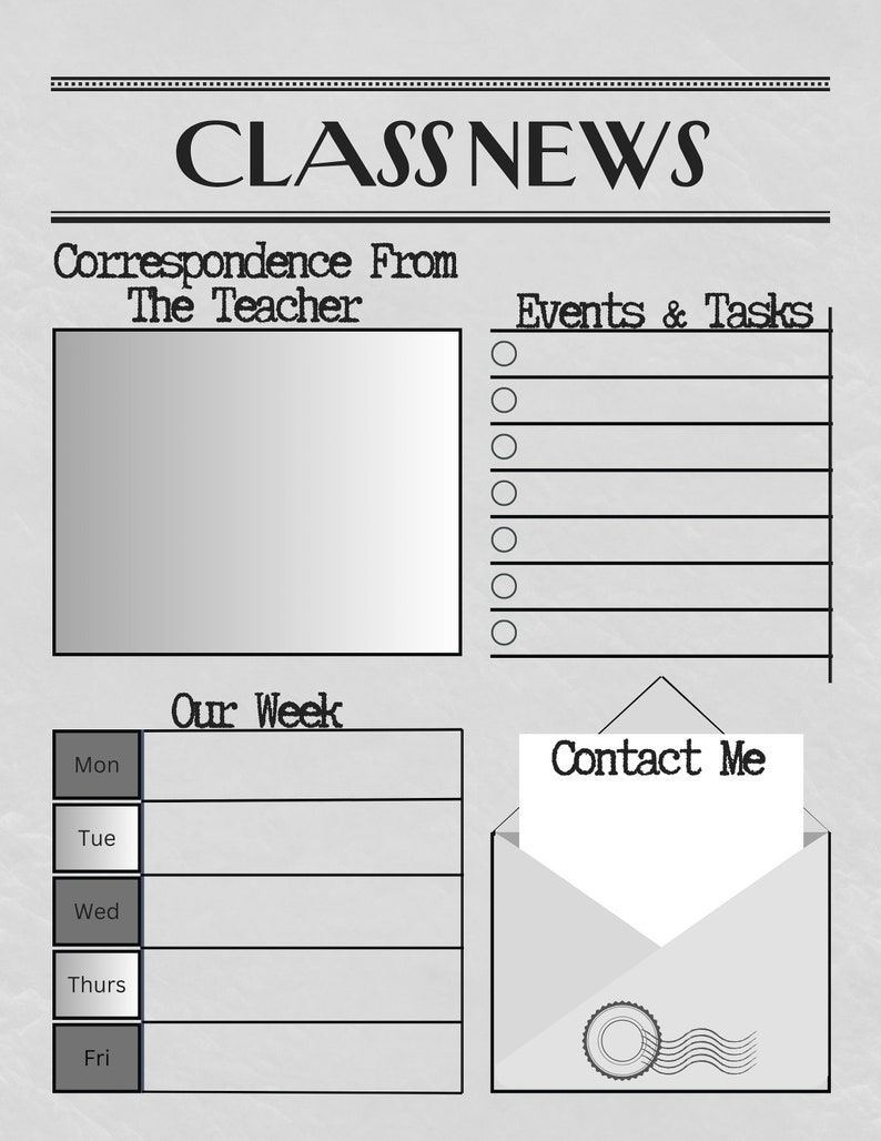 Newspaper Themed Class Decor Bundle | Newsletter | Childcare Bulletin ...