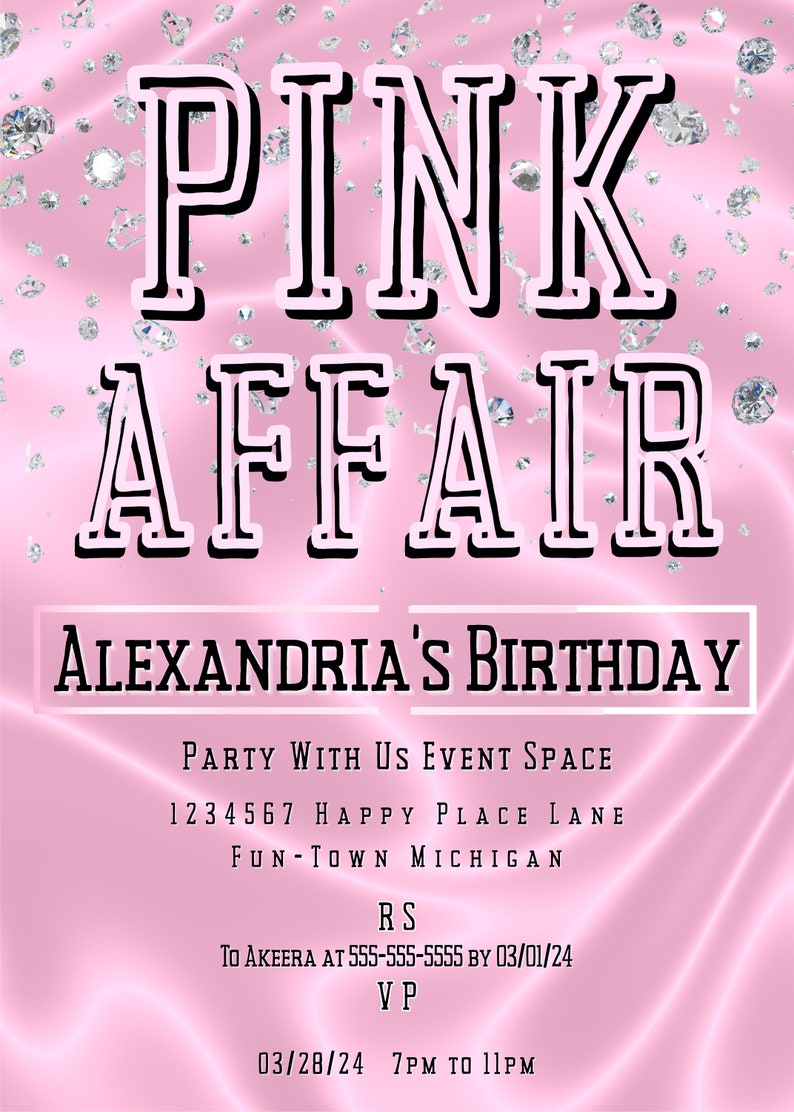 Pink AFFAIR Invitation | Light Pink PARTY Invitation | Hen Party Invite ...