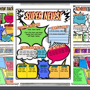 Comic Book Superhero Classroom Newsletter | Comic Book Meet the Teacher ...