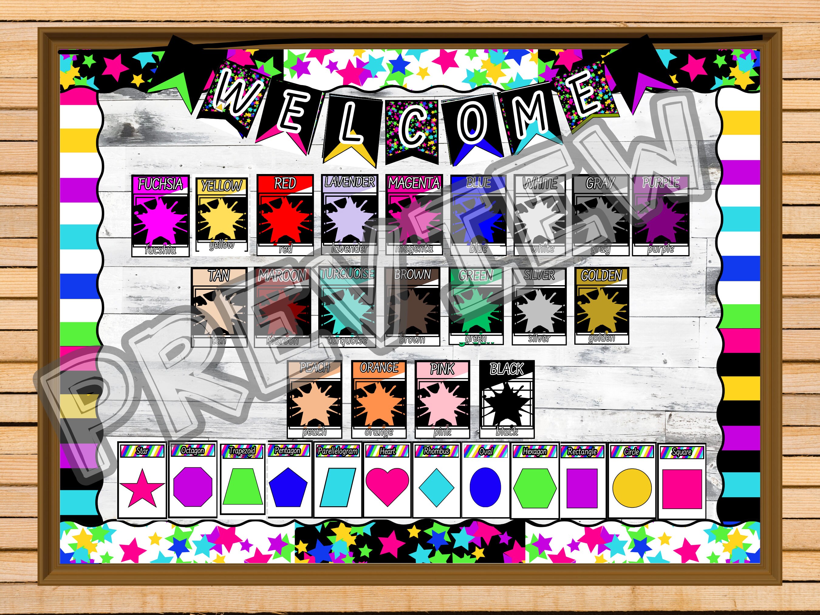 Bright Black Stars Editable Classroom Decor Bundle | Pocket Calendar ...