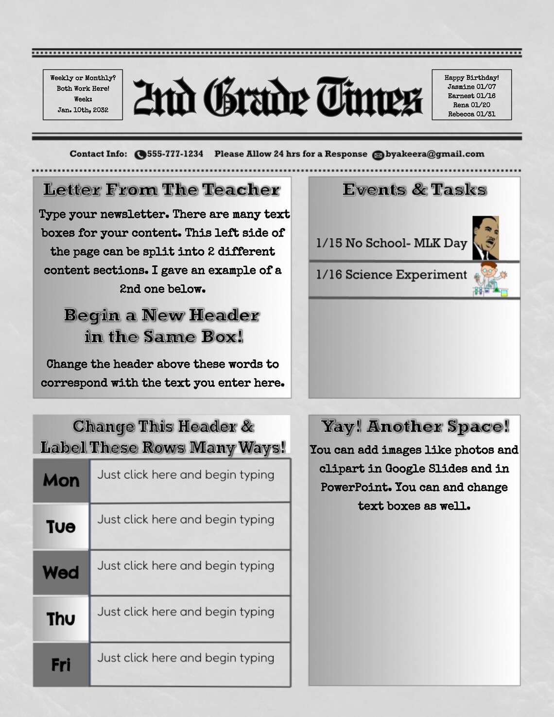 Newspaper Themed Class Decor Bundle Newsletter Childcare Bulletin Head ...