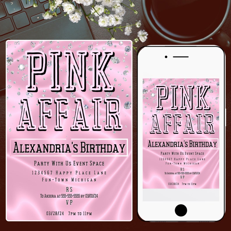 Pink AFFAIR Invitation | Light Pink PARTY Invitation | Hen Party Invite ...