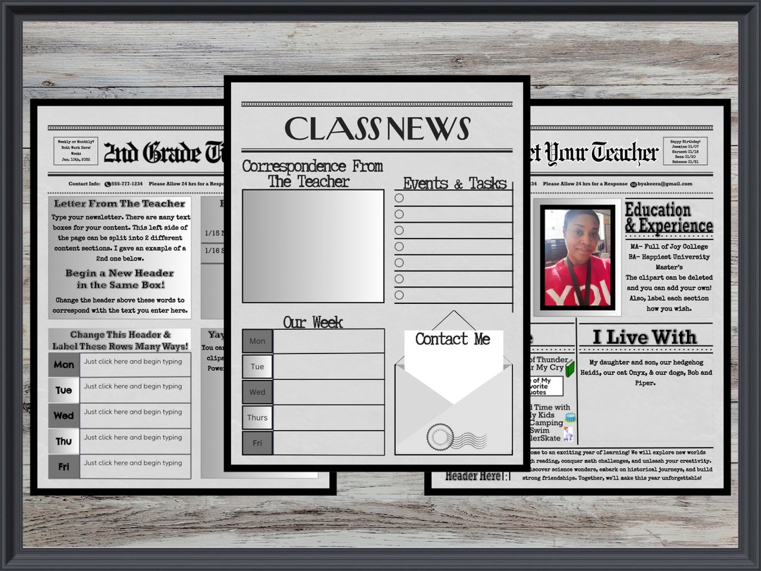 Newspaper Themed Classroom Newsletter Bundle |grade School Bundle ...