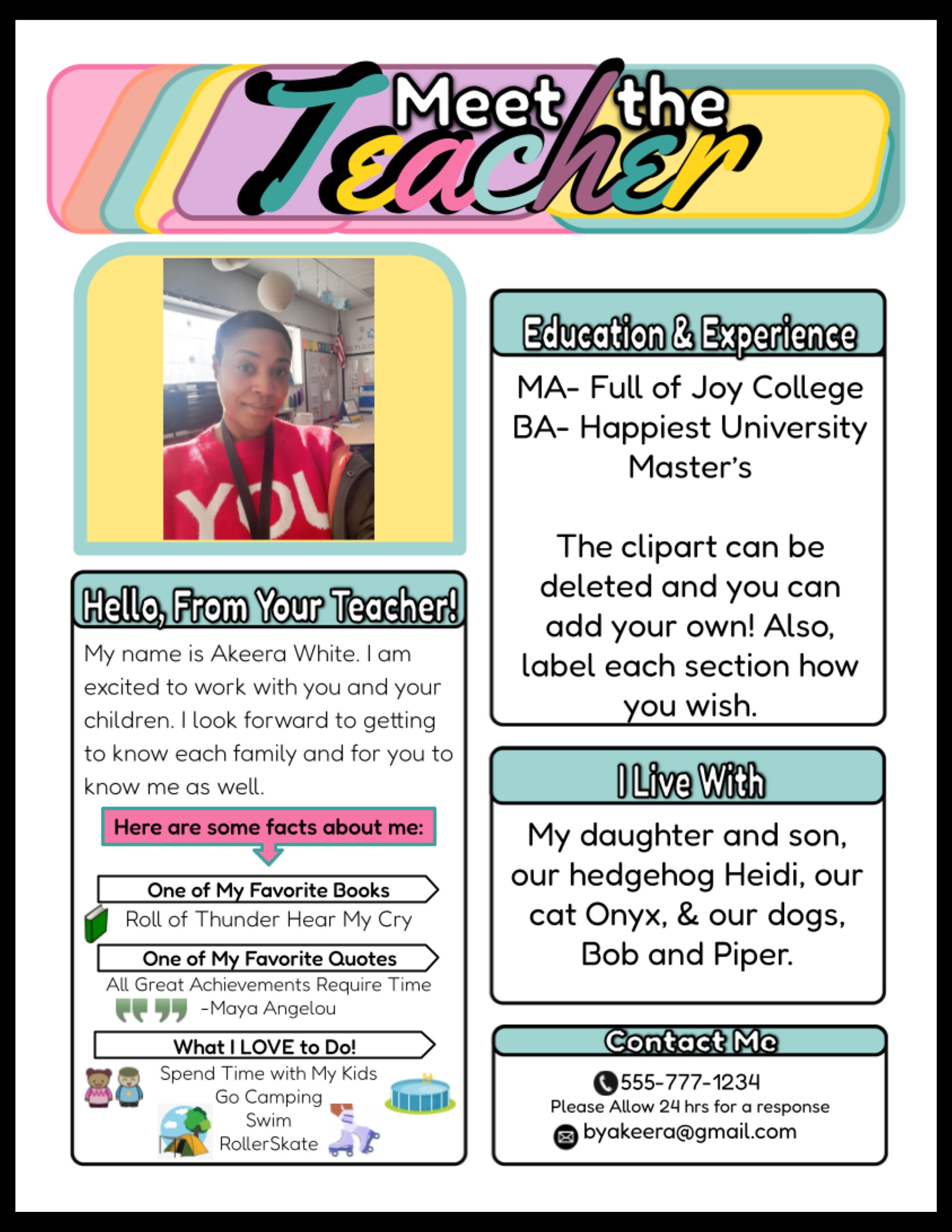 Colorful Meet the Teacher Bundle | Class Newsletter | Classroom Menu ...
