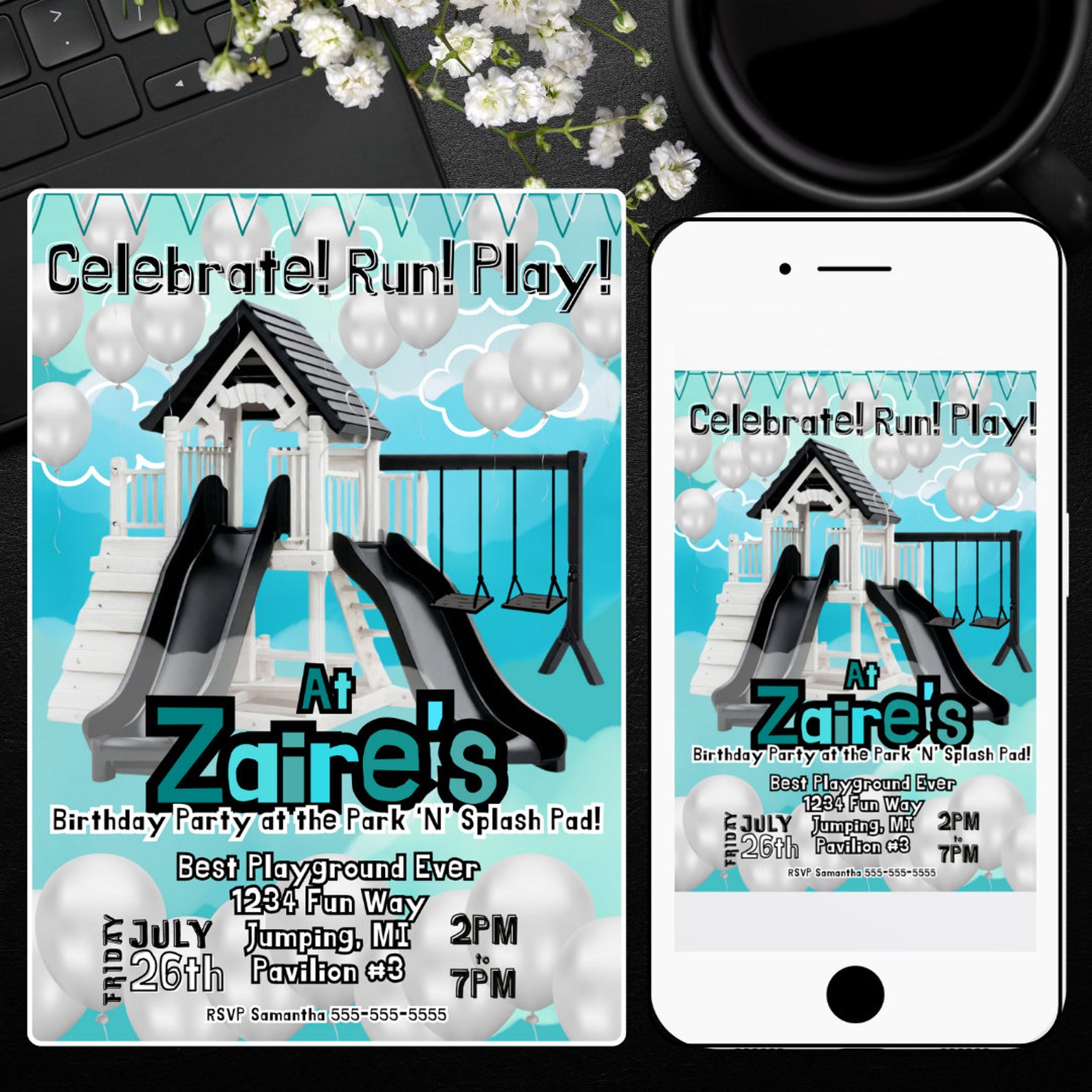 Playground Birthday Party Invitation | Park Party Invite | Kid Birthday ...