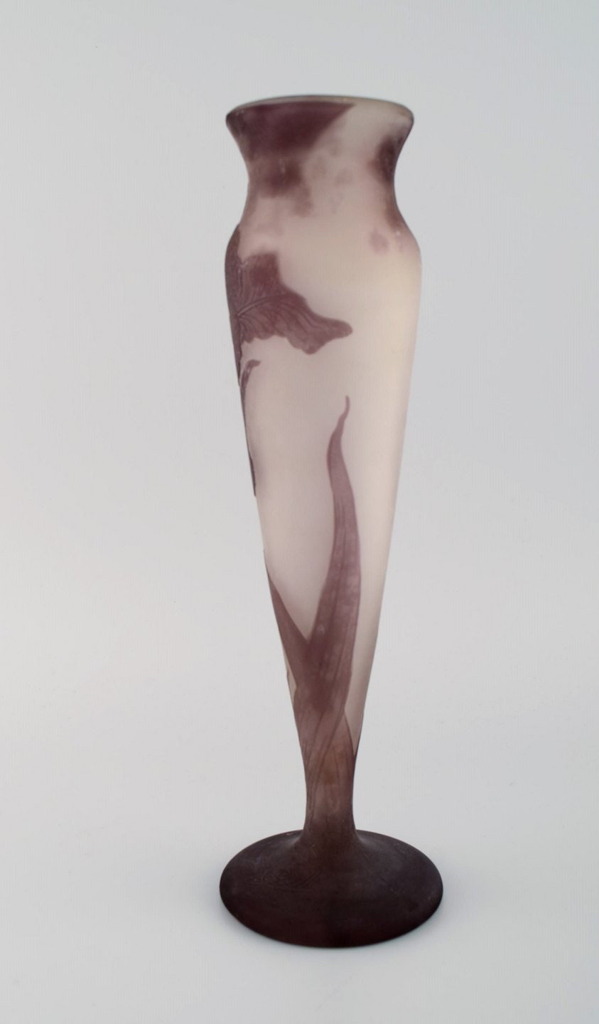 Large and Old Emile Gallé Vase in Frosted and Purple Art Glass With ...