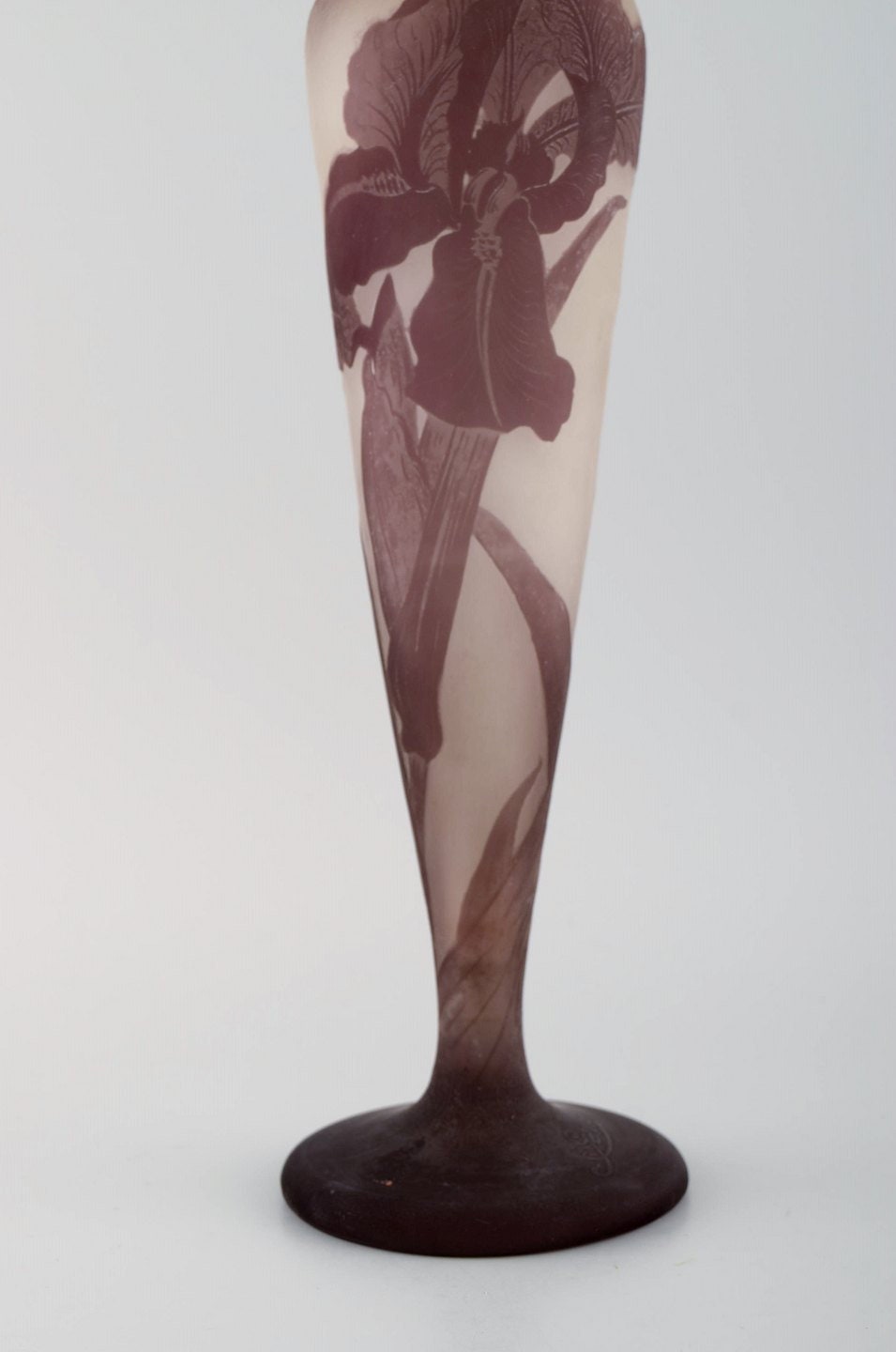 Large and Old Emile Gallé Vase in Frosted and Purple Art Glass With ...