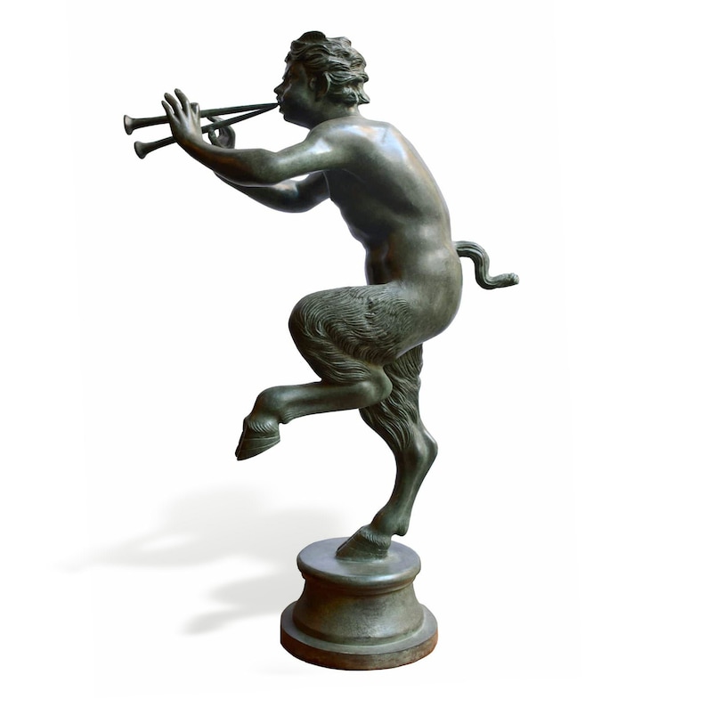 Faun With Bronze Flutes - Statue 71 Cm - Etsy