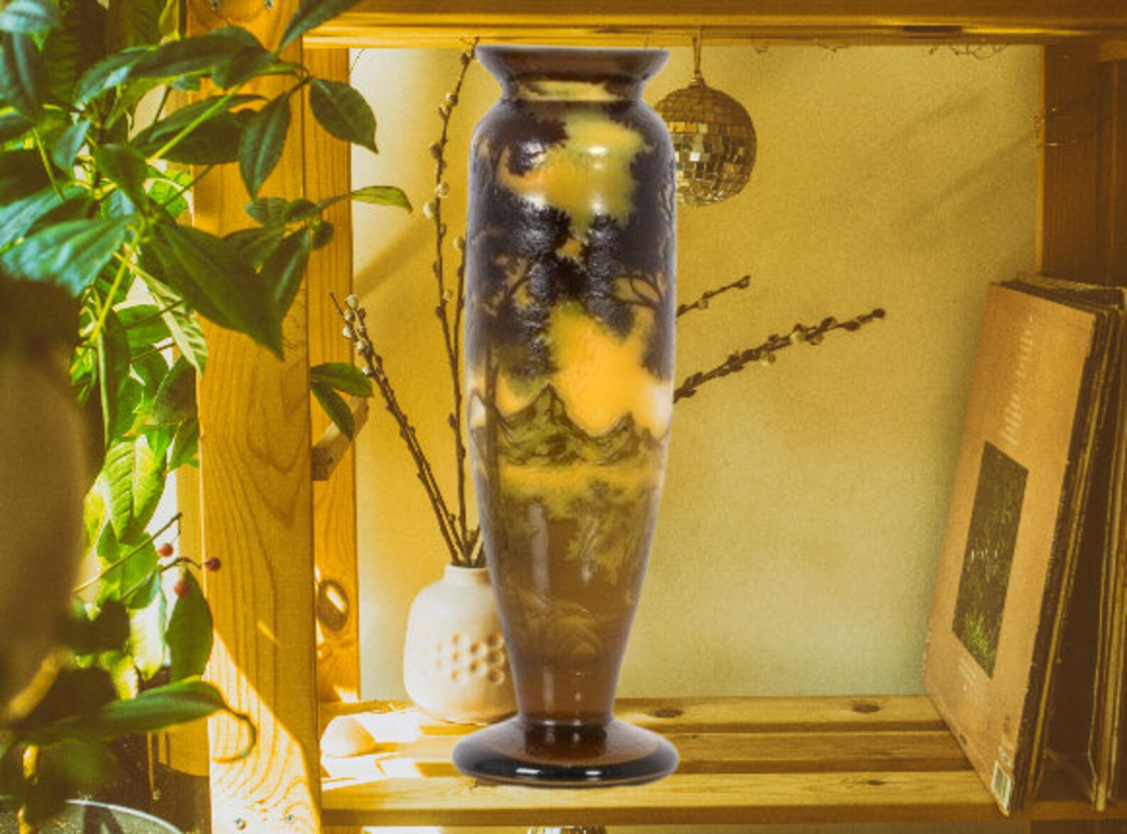 Forest at Dusk Cameo Glass Vase - Galle Type - Etsy