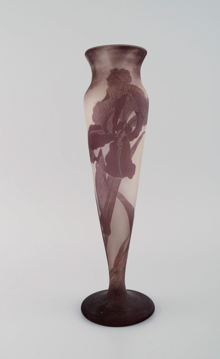 Large and Old Emile Gallé Vase in Frosted and Purple Art Glass With ...