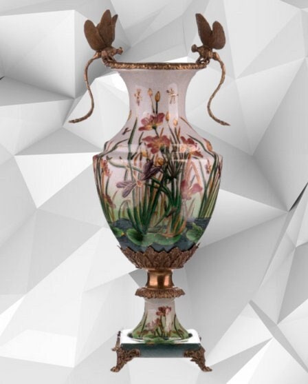 Bronze Mounted Porcelain Amphora Vase With Dragonflies - Etsy