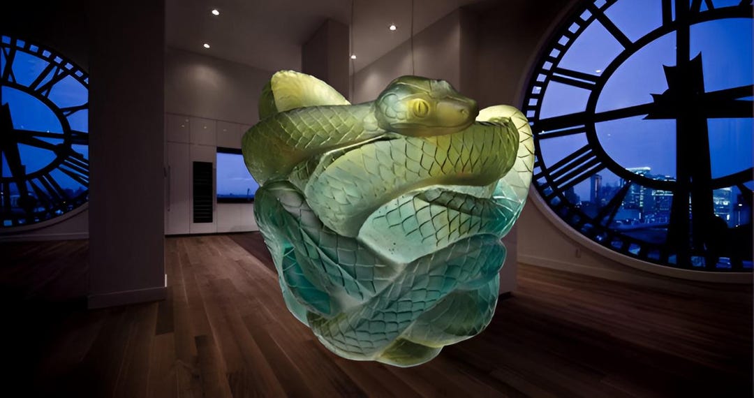 Daum Green & Grey Snake Vase - Etsy