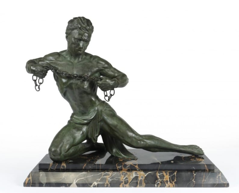 Art Deco Sculpture “man in Chains” by Roncourt C1930 - Etsy