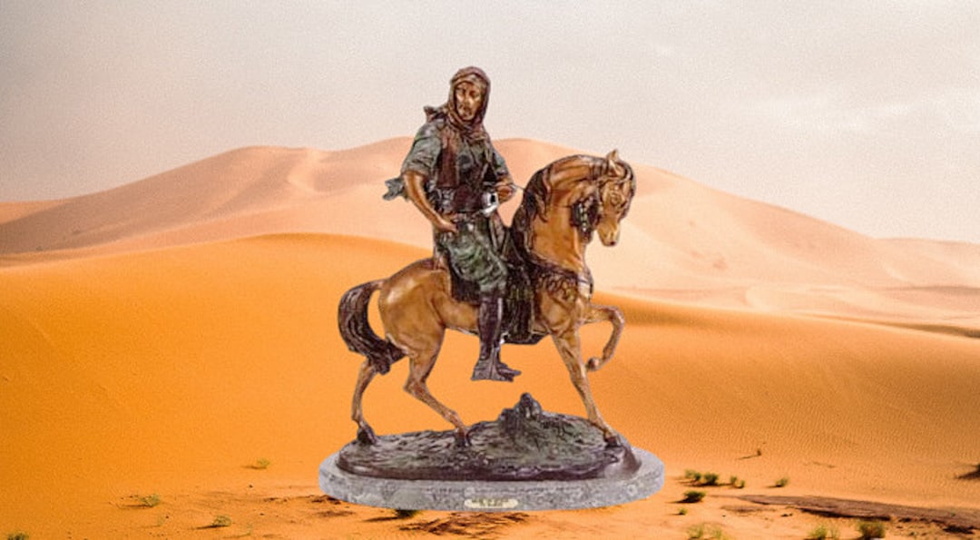 Cavalier arabe à cheval statue bronze - Etsy France