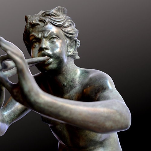 Faun With Bronze Flutes - Statue 71 Cm - Etsy