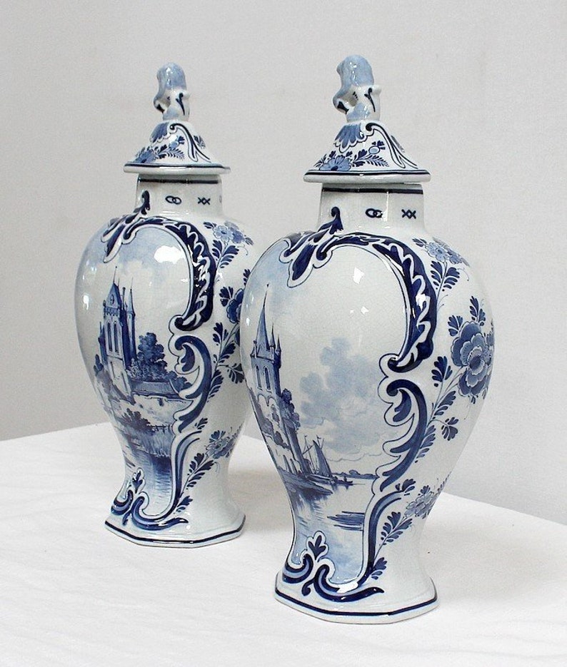 Pair of Delft Earthenware Vases - Etsy