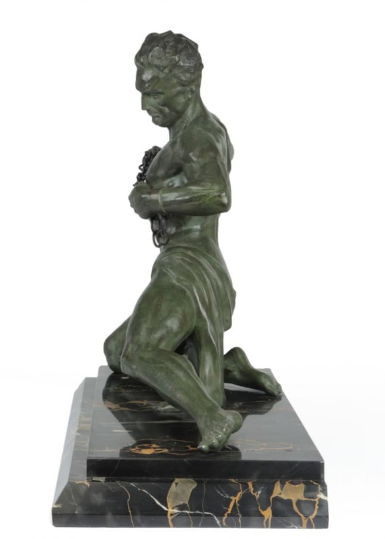Art Deco Sculpture “man in Chains” by Roncourt C1930 - Etsy