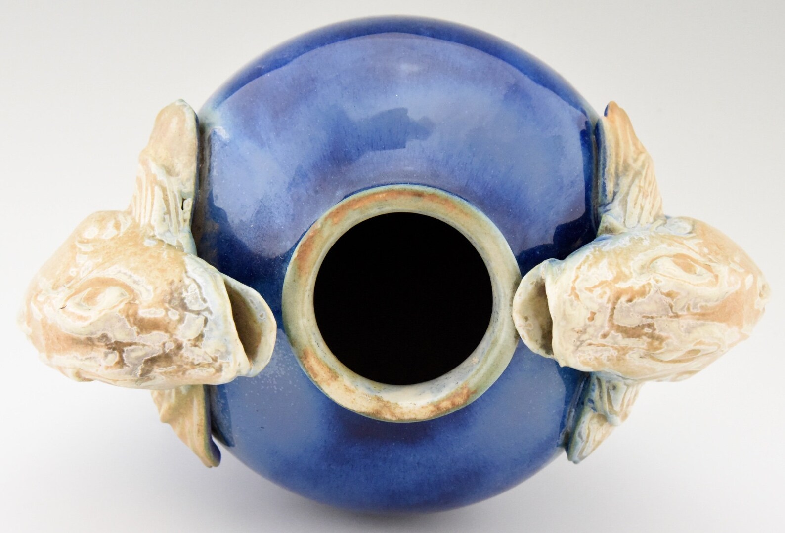 Art Deco Blue Ceramic Vase With Fish - Etsy