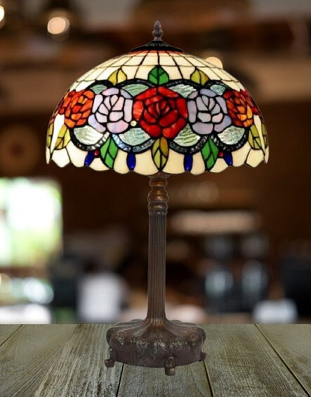 Tiffany Style Art Deco Lamp / Retro Tiffany Style Glass Lamp - Etsy