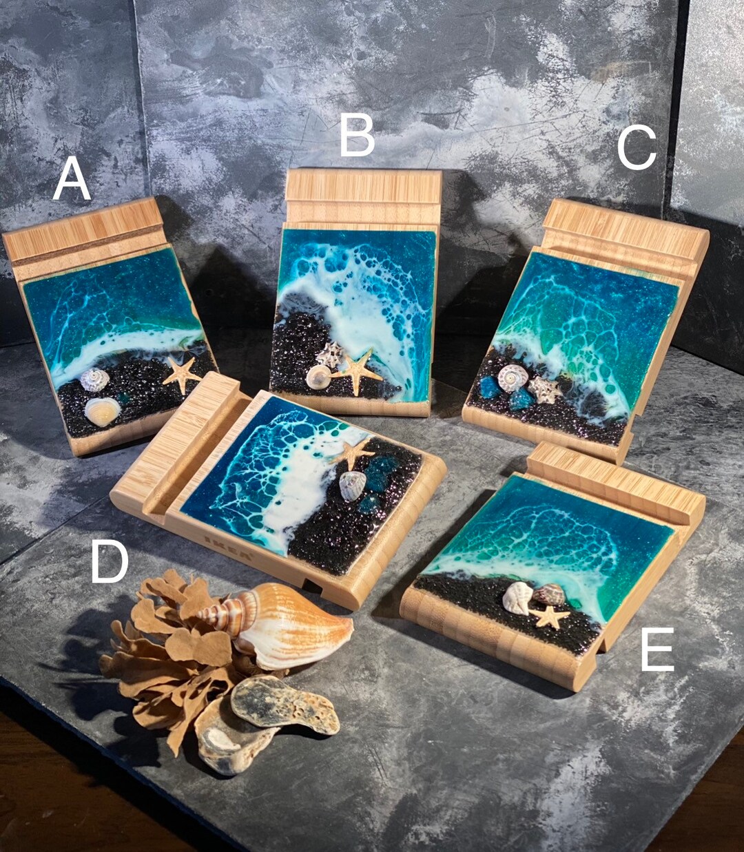 Resin Black Sand Beach Phone/tablet Holder, Shell, Starfish, Phone ...
