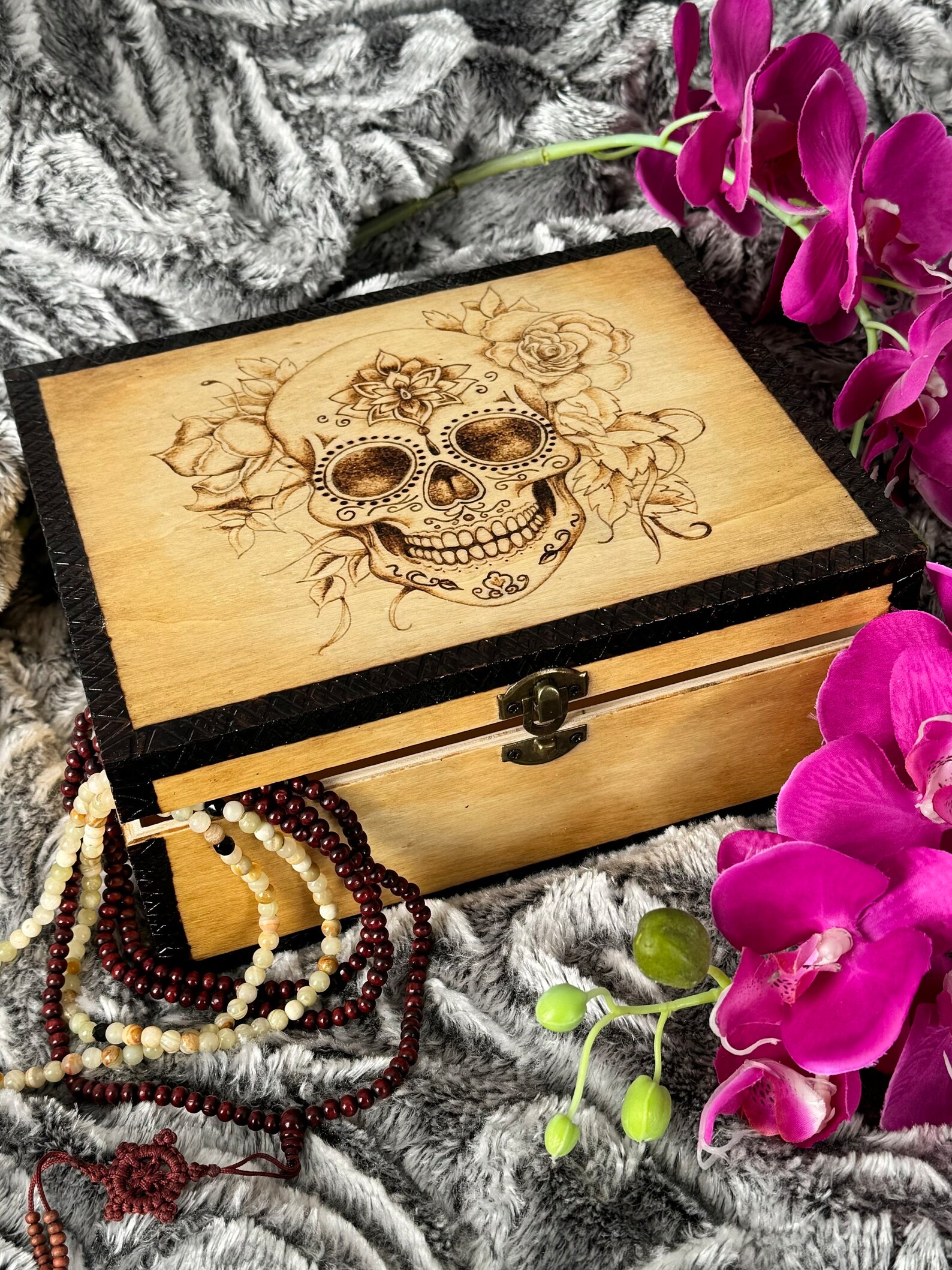 Sugar Skull Pyrography Storage Box - Etsy