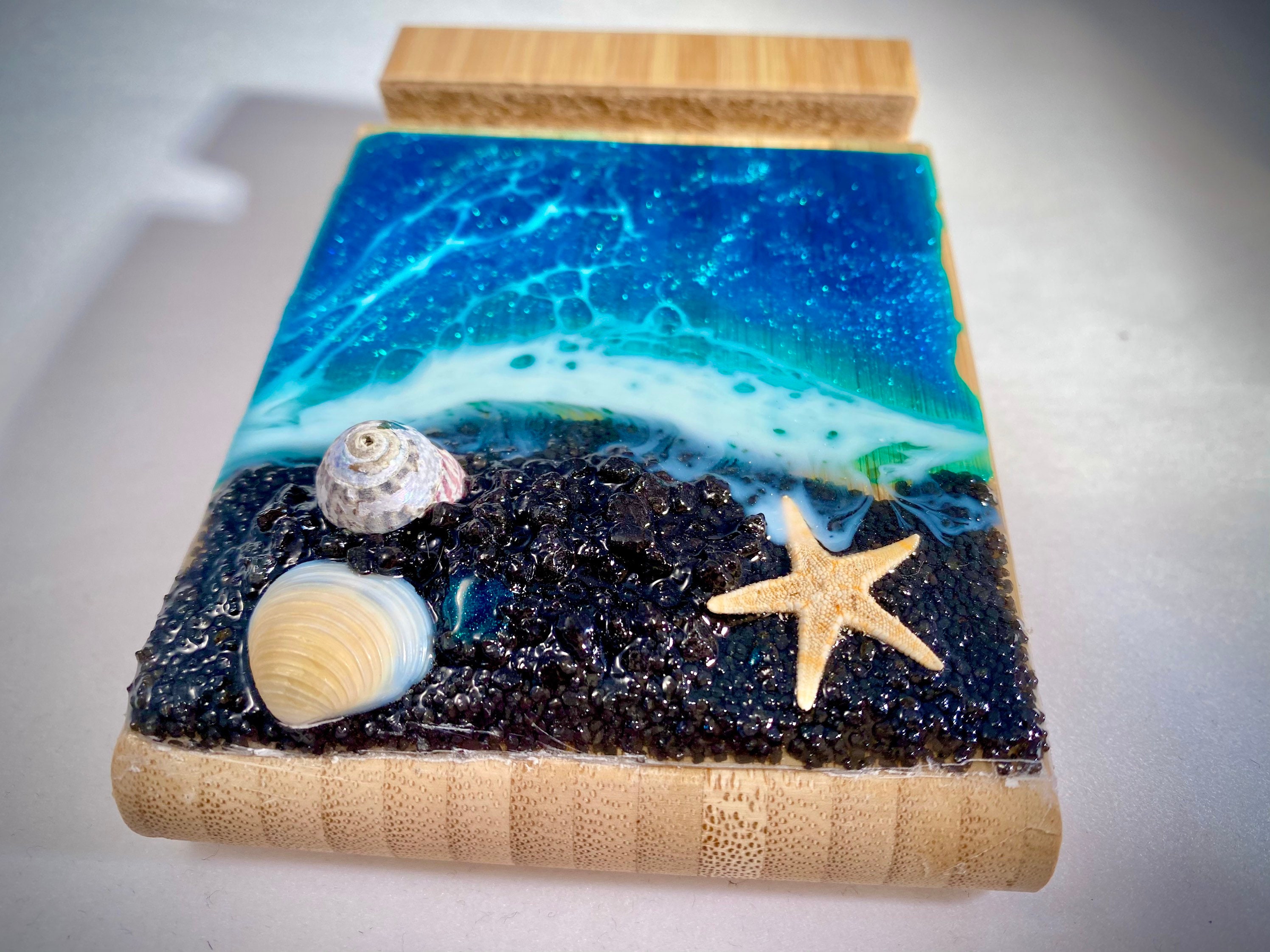 Resin Black Sand Beach Phone/tablet Holder, Shell, Starfish, Phone ...