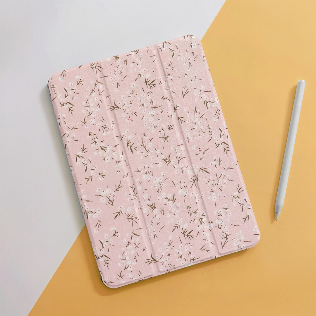 Elegant Retro Flowers Pink iPad Air Case for 10.9 10.5 10.2" iPad 10/9 ...