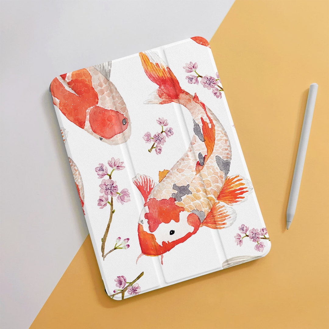Retro Koi Fishes Sakura iPad Air Case for 10.9 10.5 10.2" iPad 10/9/8 ...