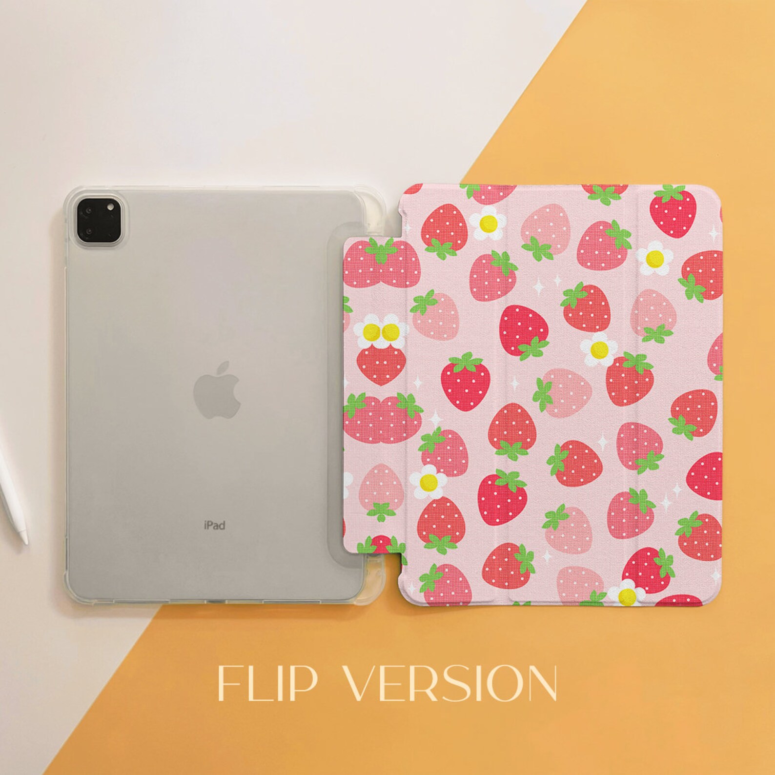 Pink Strawberry Cute Fruit iPad Case for iPad 10 Air 5 4 3 2 1 Pro 12.9 ...