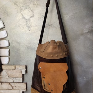 Natural Nubuck Shoulder Copper Bag With Decorative Eyeletters, High ...