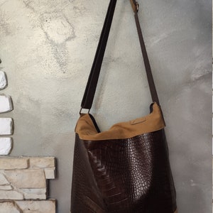 Natural Nubuck Shoulder Copper Bag With Decorative Eyeletters, High ...
