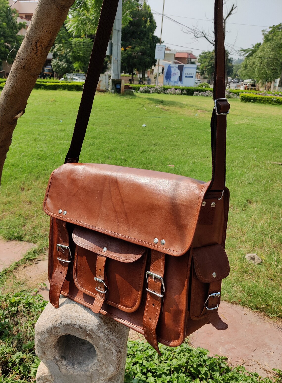 Leather Satchel bag Leather Crossbody School College Bag | Etsy