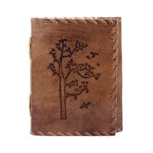 Vintage Tree Engraved Handmade Leather Journal for Students, Artists ...