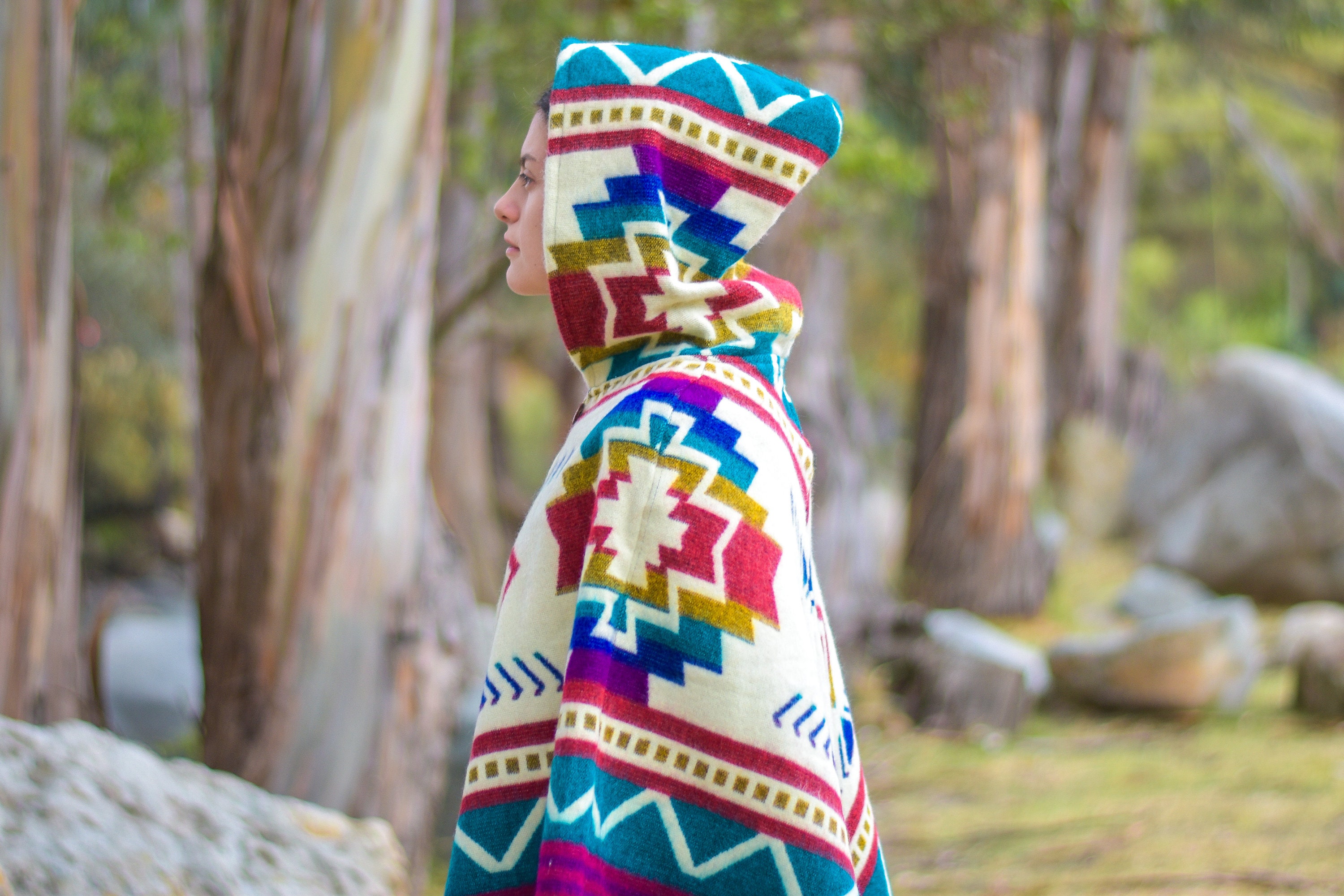 Alpaca Poncho Native Pattern V Shape Artisan Poncho Handmade Native ...