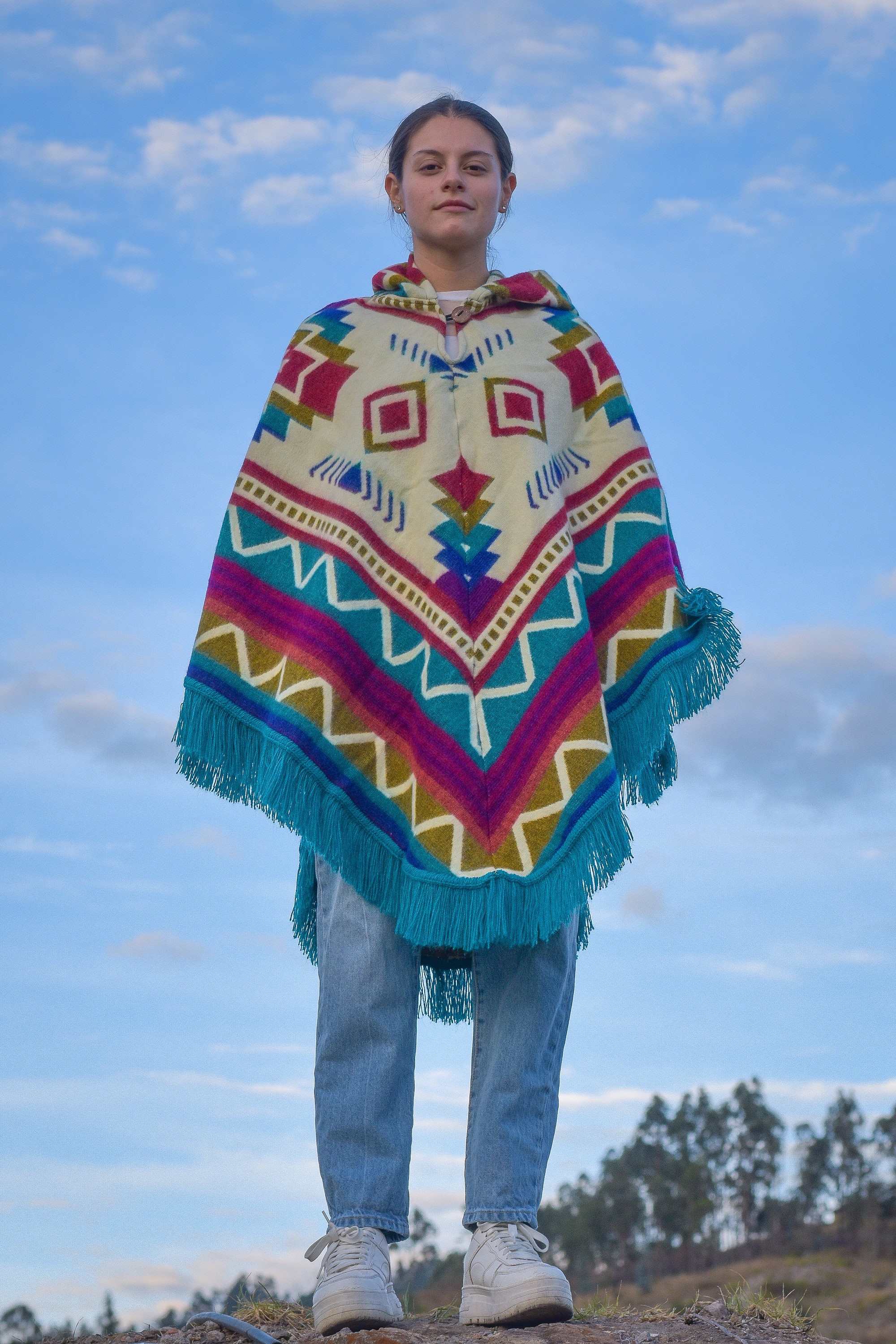 Alpaca Poncho Native Pattern V Shape Artisan Poncho Handmade Native ...