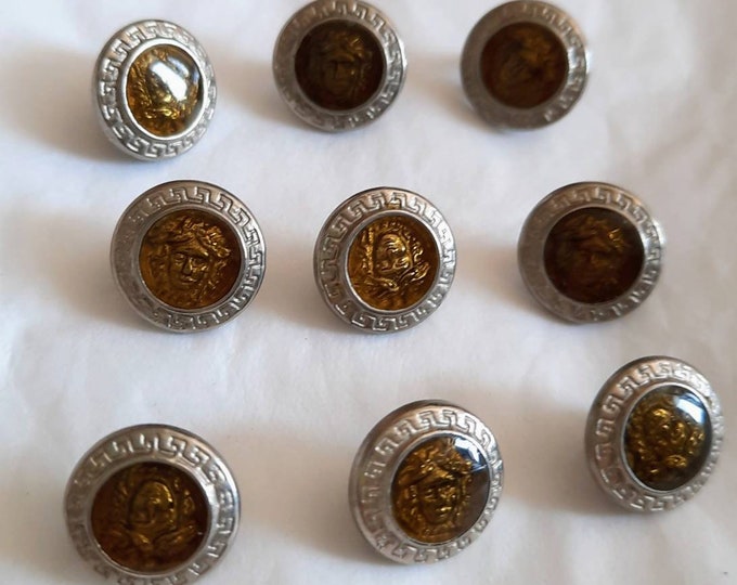 GIANNI VERSACE Buttons Medusa Design Vintage // Silver & Gold Buttons ...