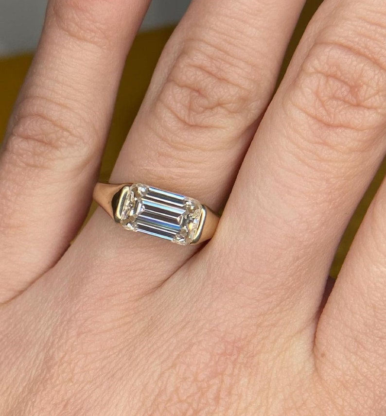 Emerald Cut Engagement Ring East West Ring East West Emerald Etsy