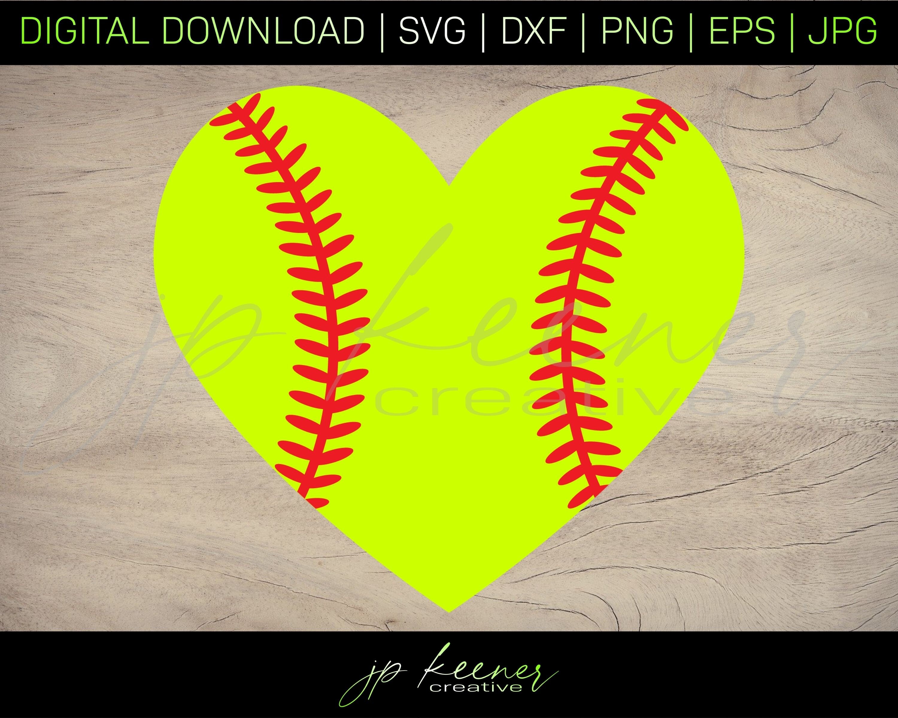 Softball Heart SVG Softball Heart Cut File Softball Heart - Etsy