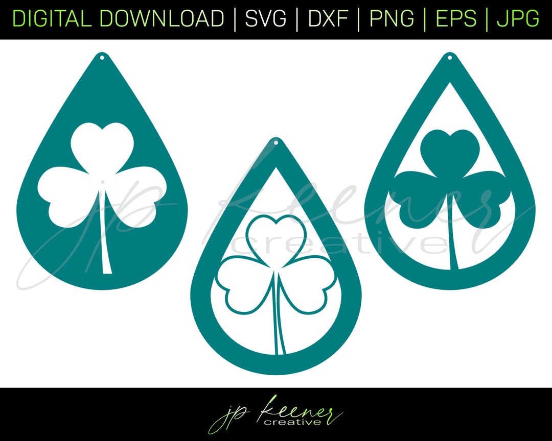 Teardrop Shamrock Earring SVG Bundle Earring Cut Files Earring DXF ...