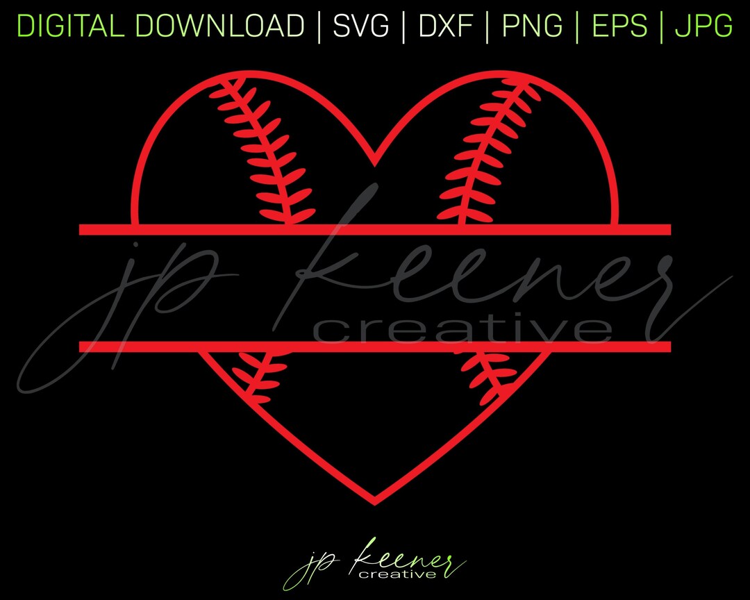 Split Baseball Heart SVG Split Baseball Heart Cut Files Split Baseball ...