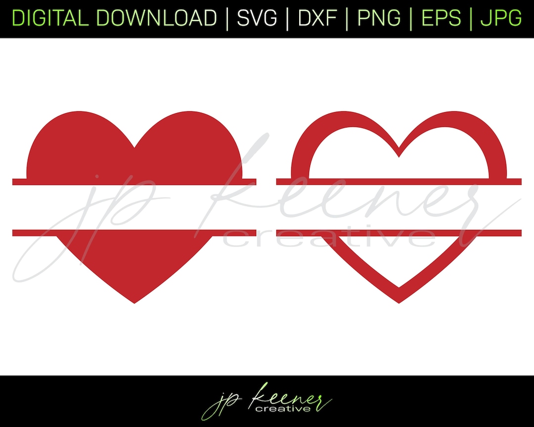 Split Heart SVG Set Split Heart Cut Files Split Heart DXF Split Heart ...