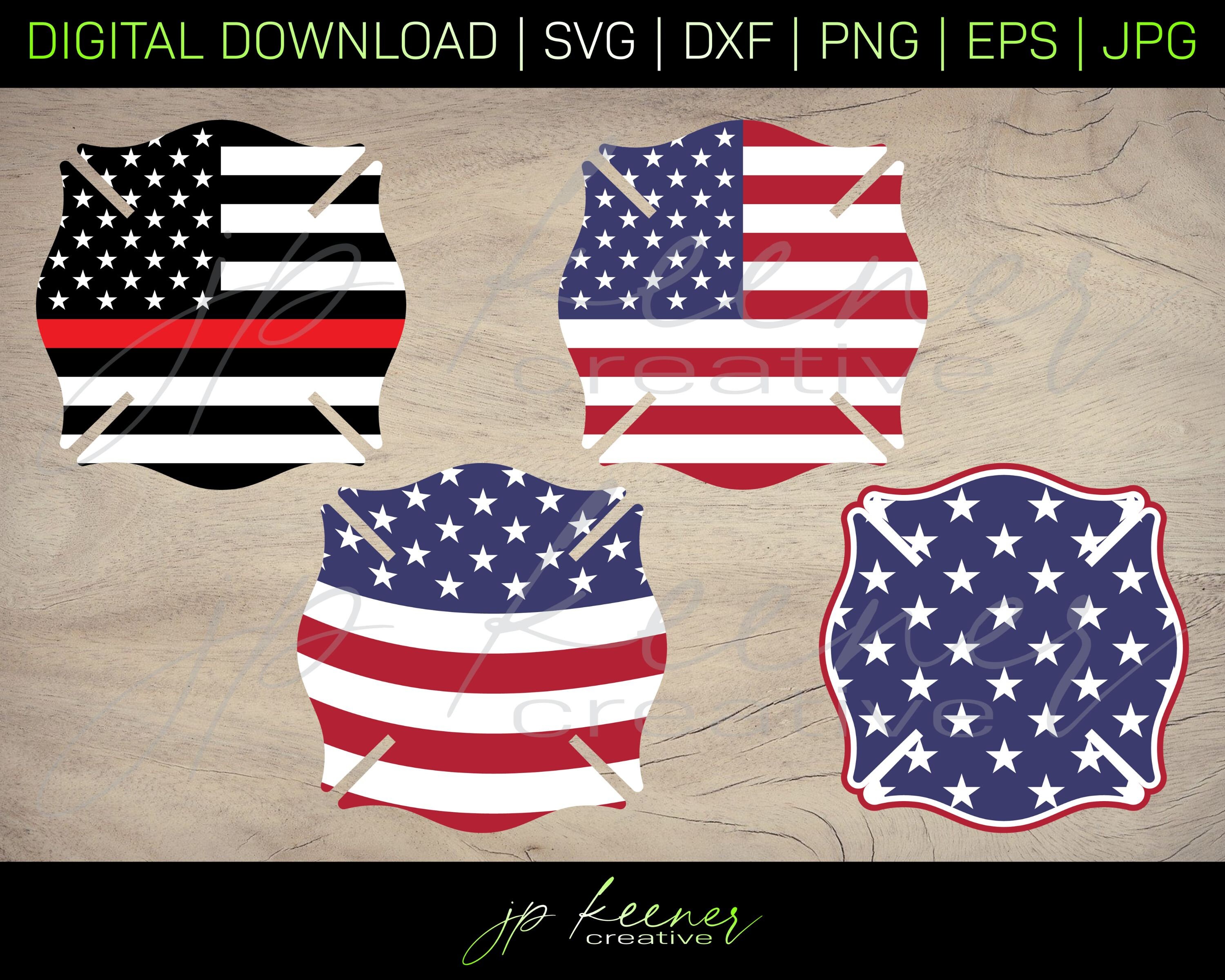 US Flag Firefighter Badge SVG Bundle Firefighter Cut Files - Etsy